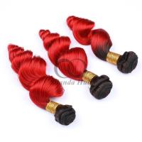China #T1B Red Loose Wave Remy Human Hair Bundles Sew In Weave Brazilian Bundle Deals 10 to 28 Inch for sale