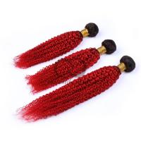 China T1B Red Kinky Curly Remy Human Hair Bundles 10-28 Inch Brazilian Sew In Weave 3 Bundles Set for sale