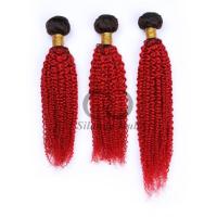 China T1B Red Kinky Curly Remy Human Hair Bundles 10-28 Inch Brazilian Sew In Weave 3 Bundles Set for sale