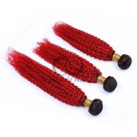 China T1B Red Kinky Curly Remy Human Hair Bundles 10-28 Inch Brazilian Sew In Weave 3 Bundles Set for sale