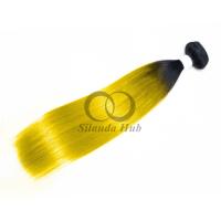 China Straight Remy Human Hair Bundles #T1B Yellow Brazilian Weave 10-28 Inch 3 Bundles for sale