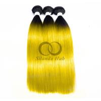 China Straight Remy Human Hair Bundles #T1B Yellow Brazilian Weave 10-28 Inch 3 Bundles for sale