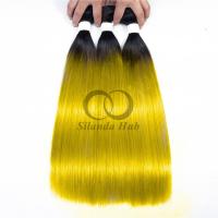 China Straight Remy Human Hair Bundles #T1B Yellow Brazilian Weave 10-28 Inch 3 Bundles for sale