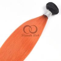 China T1B Orange Red Straight Remy Human Hair Bundles Sew In Weave Brazilian 10 to 28 Inch 3 Bundles for sale