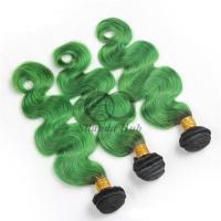 China Remy Human Hair Body Wave Bundles 10-28 Inch Brazilian Sew In Weave #T1B Green for sale