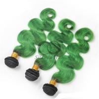 China Remy Human Hair Body Wave Bundles 10-28 Inch Brazilian Sew In Weave #T1B Green for sale