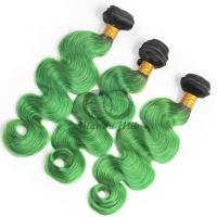 China Remy Human Hair Body Wave Bundles 10-28 Inch Brazilian Sew In Weave #T1B Green for sale