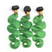 China Remy Human Hair Body Wave Bundles 10-28 Inch Brazilian Sew In Weave #T1B Green for sale