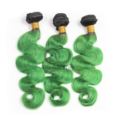 China Remy Human Hair Body Wave Bundles 10-28 Inch Brazilian Sew In Weave #T1B Green for sale