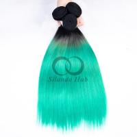 China Straight Remy Human Hair Bundles #T1B Green Brazilian Weave 10-28 Inch 3 Bundles Per Set for sale