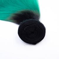 China Straight Remy Human Hair Bundles #T1B Green Brazilian Weave 10-28 Inch 3 Bundles Per Set for sale