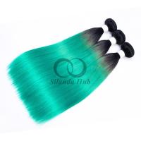 China Straight Remy Human Hair Bundles #T1B Green Brazilian Weave 10-28 Inch 3 Bundles Per Set for sale