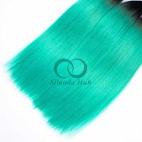 China Straight Remy Human Hair Bundles #T1B Green Brazilian Weave 10-28 Inch 3 Bundles Per Set for sale
