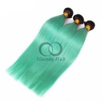 China Straight Remy Human Hair Bundles #T1B Green Brazilian Weave 10-28 Inch 3 Bundles for sale