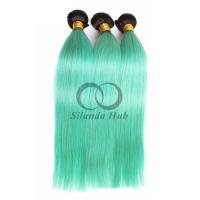 China Straight Remy Human Hair Bundles #T1B Green Brazilian Weave 10-28 Inch 3 Bundles for sale