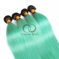 China Straight Remy Human Hair Bundles #T1B Green Brazilian Weave 10-28 Inch 3 Bundles for sale