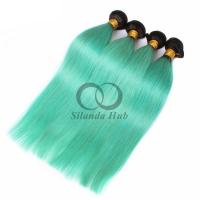 China Straight Remy Human Hair Bundles #T1B Green Brazilian Weave 10-28 Inch 3 Bundles for sale