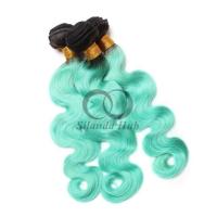 China T1B Green Body Wave Remy Human Hair Bundles 10 to 28 Inch Sew In Weave Brazilian Bundle Deals for sale