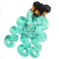 China T1B Green Body Wave Remy Human Hair Bundles 10 to 28 Inch Sew In Weave Brazilian Bundle Deals for sale