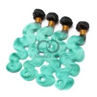 China T1B Green Body Wave Remy Human Hair Bundles 10 to 28 Inch Sew In Weave Brazilian Bundle Deals for sale