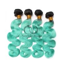 China T1B Green Body Wave Remy Human Hair Bundles 10 to 28 Inch Sew In Weave Brazilian Bundle Deals for sale