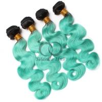 China T1B Green Body Wave Remy Human Hair Bundles 10 to 28 Inch Sew In Weave Brazilian Bundle Deals for sale