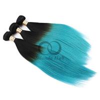 China Straight Remy Human Hair Bundles #T1B Blue Brazilian Weave 10-28 Inch 3 Bundles Per Set for sale