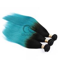 China Straight Remy Human Hair Bundles #T1B Blue Brazilian Weave 10-28 Inch 3 Bundles Per Set for sale