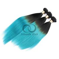 China Straight Remy Human Hair Bundles #T1B Blue Brazilian Weave 10-28 Inch 3 Bundles Per Set for sale