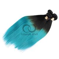 China Straight Remy Human Hair Bundles #T1B Blue Brazilian Weave 10-28 Inch 3 Bundles Per Set for sale