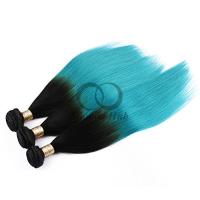 China Straight Remy Human Hair Bundles #T1B Blue Brazilian Weave 10-28 Inch 3 Bundles Per Set for sale