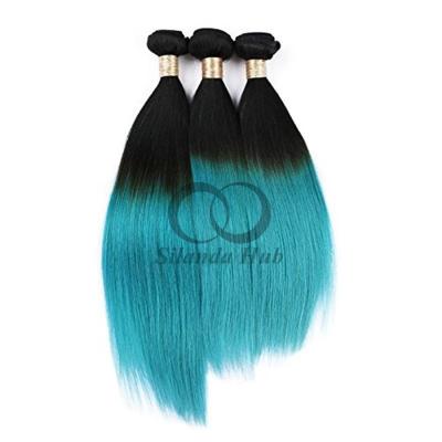 China Straight Remy Human Hair Bundles #T1B Blue Brazilian Weave 10-28 Inch 3 Bundles Per Set for sale