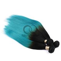 China Straight Remy Human Hair Bundles #T1B Blue Brazilian Weave 10-28 Inch 3 Bundles Per Set for sale