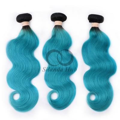 China T1B Blue Body Wave Remy Human Hair Bundles 3 Bundles Per Set 10 to 28 Inch Brazilian Weave for sale