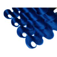 China T1B Blue Body Wave Remy Human Hair Bundles 10-28 Inch Sew In Weave Brazilian Bundle Deals for sale