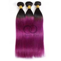 China T1B Purple Straight Remy Human Hair Bundles Sew In Weave Brazilian 10-28 Inch 3 Bundles for sale