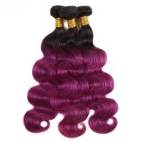 China T1B Purple Body Wave Remy Human Hair Bundles 10-28 Inch Brazilian Sew In Weave for sale