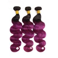 China T1B Purple Body Wave Remy Human Hair Bundles 10-28 Inch Brazilian Sew In Weave for sale