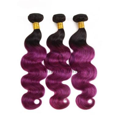 China T1B Purple Body Wave Remy Human Hair Bundles 10-28 Inch Brazilian Sew In Weave for sale