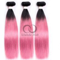 China T1B Pink Straight Remy Human Hair Bundles Sew In Weave Brazilian 3 Bundles 10-28 Inch for sale