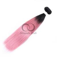 China T1B Pink Straight Remy Human Hair Bundles Sew In Weave Brazilian 3 Bundles 10-28 Inch for sale