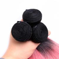 China T1B Pink Straight Remy Human Hair Bundles Sew In Weave Brazilian 3 Bundles 10-28 Inch for sale