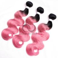China T1B Pink Body Wave Remy Human Hair Bundles 10-28 Inch Brazilian Sew In Weave 3 Bundles for sale