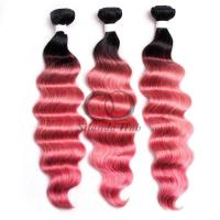 China T1B Pink Loose Deep Wave Remy Human Hair Bundles 10-28 Inch Brazilian Sew In Weave for sale