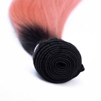 China Straight Remy Human Hair Bundles #T1B Pink 10-28 Inch Double Wefted Sew In Weave for sale