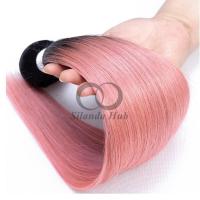 China Straight Remy Human Hair Bundles #T1B Pink 10-28 Inch Double Wefted Sew In Weave for sale