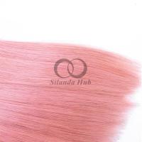 China Straight Remy Human Hair Bundles #T1B Pink 10-28 Inch Double Wefted Sew In Weave for sale