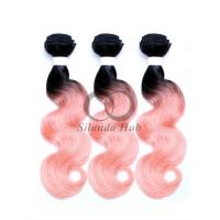 China T1B Pink Body Wave Remy Human Hair Bundles 10-28 Inch Brazilian Sew In Weave 3 Bundles for sale