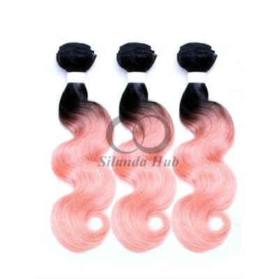 China T1B Pink Body Wave Remy Human Hair Bundles 10-28 Inch Brazilian Sew In Weave 3 Bundles for sale