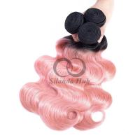 China T1B Pink Body Wave Remy Human Hair Bundles 10-28 Inch Brazilian Sew In Weave 3 Bundles for sale